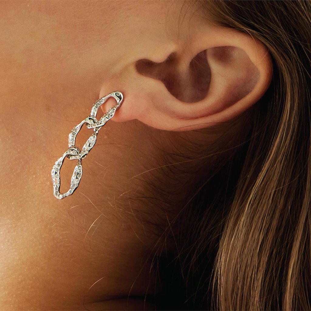 Theo Stone Chain Earring - Swan